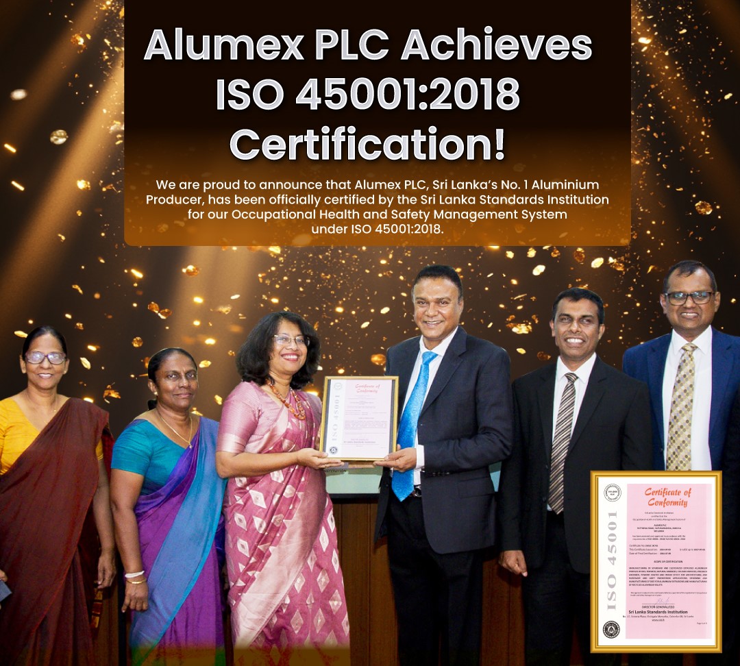 Alumex PLC පාරිසරික හා සෞඛ්‍ය ප්‍රමිතීන් ආරක්ෂණය වෙනුවෙන් ISO හා GHG ...